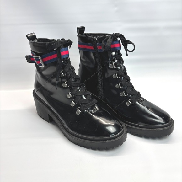 Jellypop | Shoes | Jellypop Patent Leather Lace Up Ankle Boots Red Blue ...